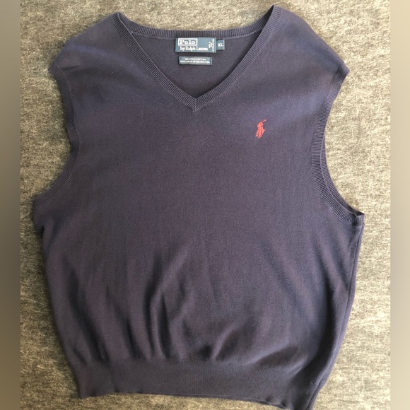 Polo Ralph Lauren | Jackets & Coats | Polo Ralph Lauren Sweater Vest Mens Sizexl Navy Blue Pima ...